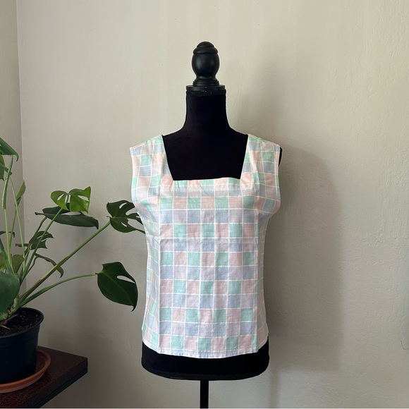 Vintage | Tops | Vintage Pastel Checkerboard Top | Poshmark